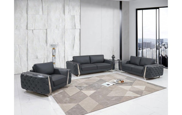 Caviani Top Grain Leather Sofa Set Model 1050 DK GRAY Caviani Furniture