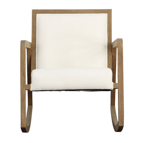 Ada Light Natural Wash Finish with White Upholstery Rocking Chair ...